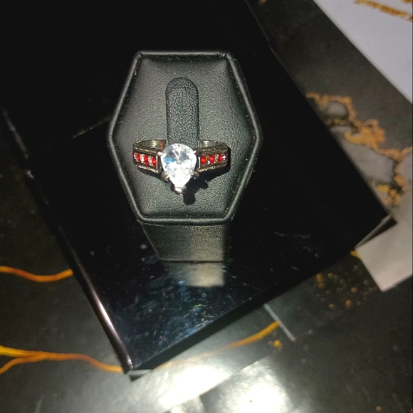 Jewelry | Victorian Georgina Teardrop Cz Ruby Baguette Silver Ring ...